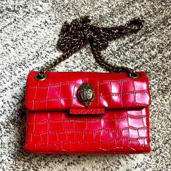 Kurt Geiger | Bags | Kurt Geiger Red Leather Small Crossbody Brass ...